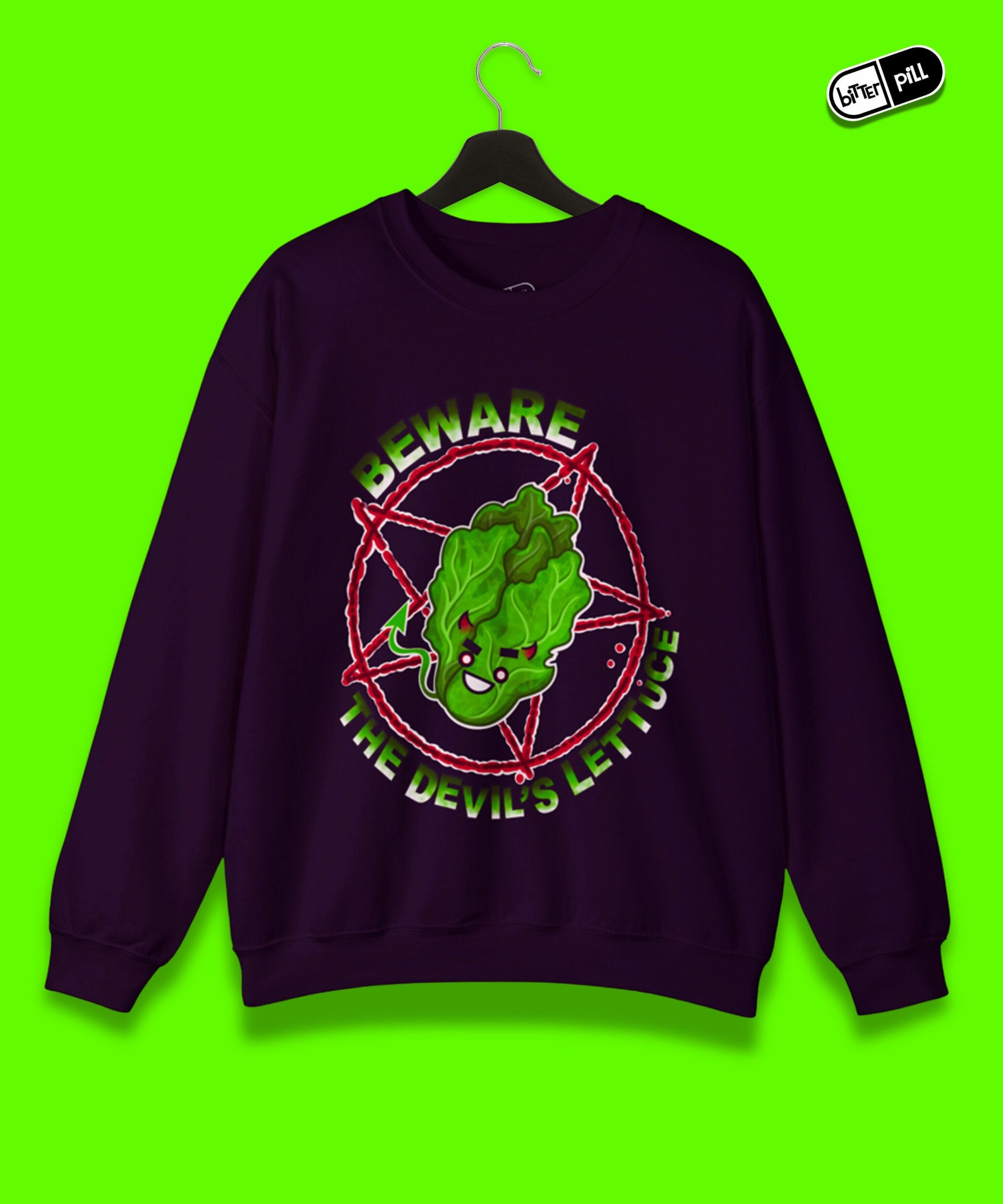 Beware the Devil's Lettuce Funny SWEATSHIRT, Original Cartoon Design ...