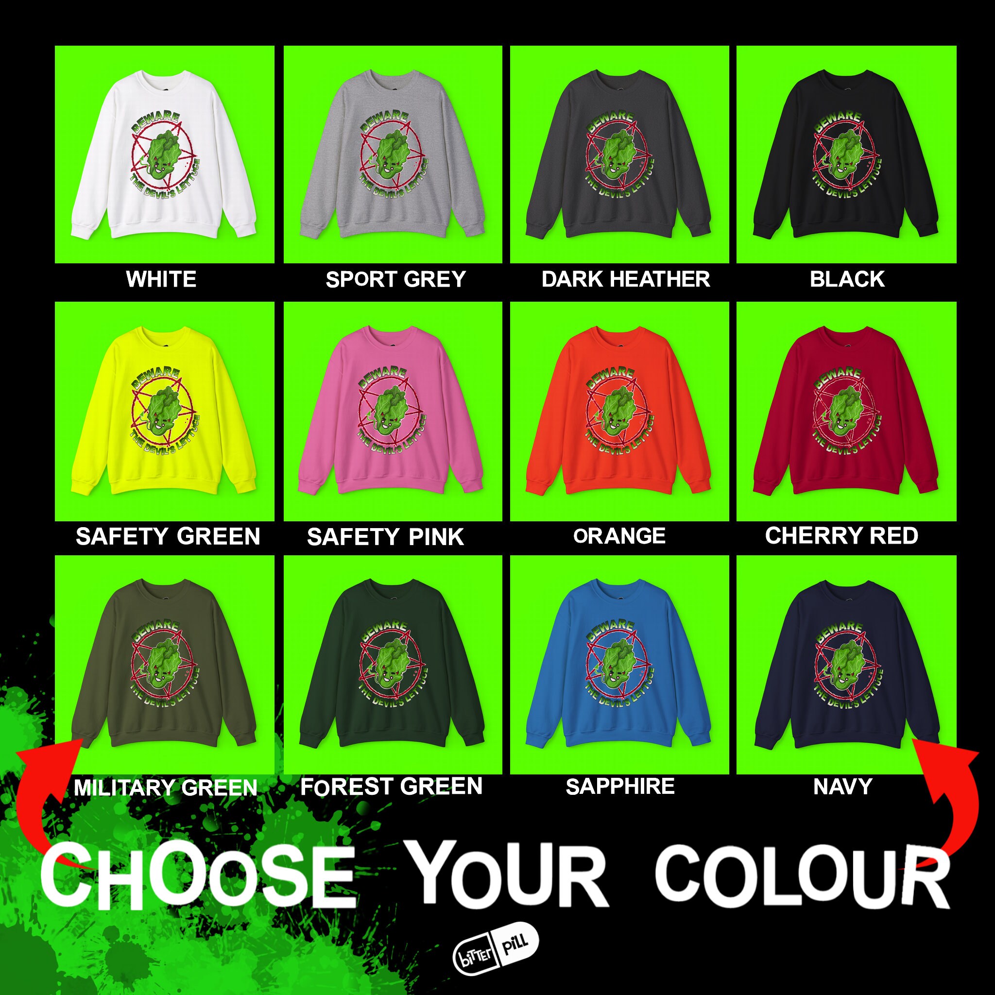 Beware the Devil's Lettuce Funny SWEATSHIRT, Original Cartoon Design ...