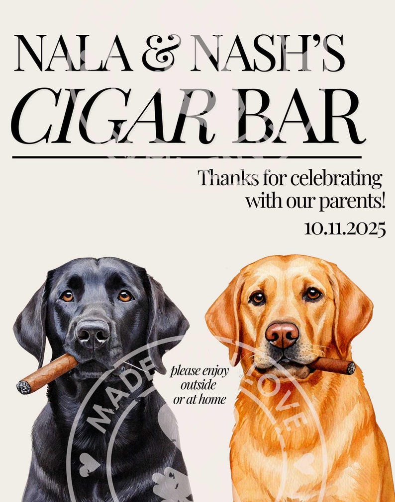 Custom Cigar Bar Sign | Pet Art | Wedding Signage | Event Decor - Etsy