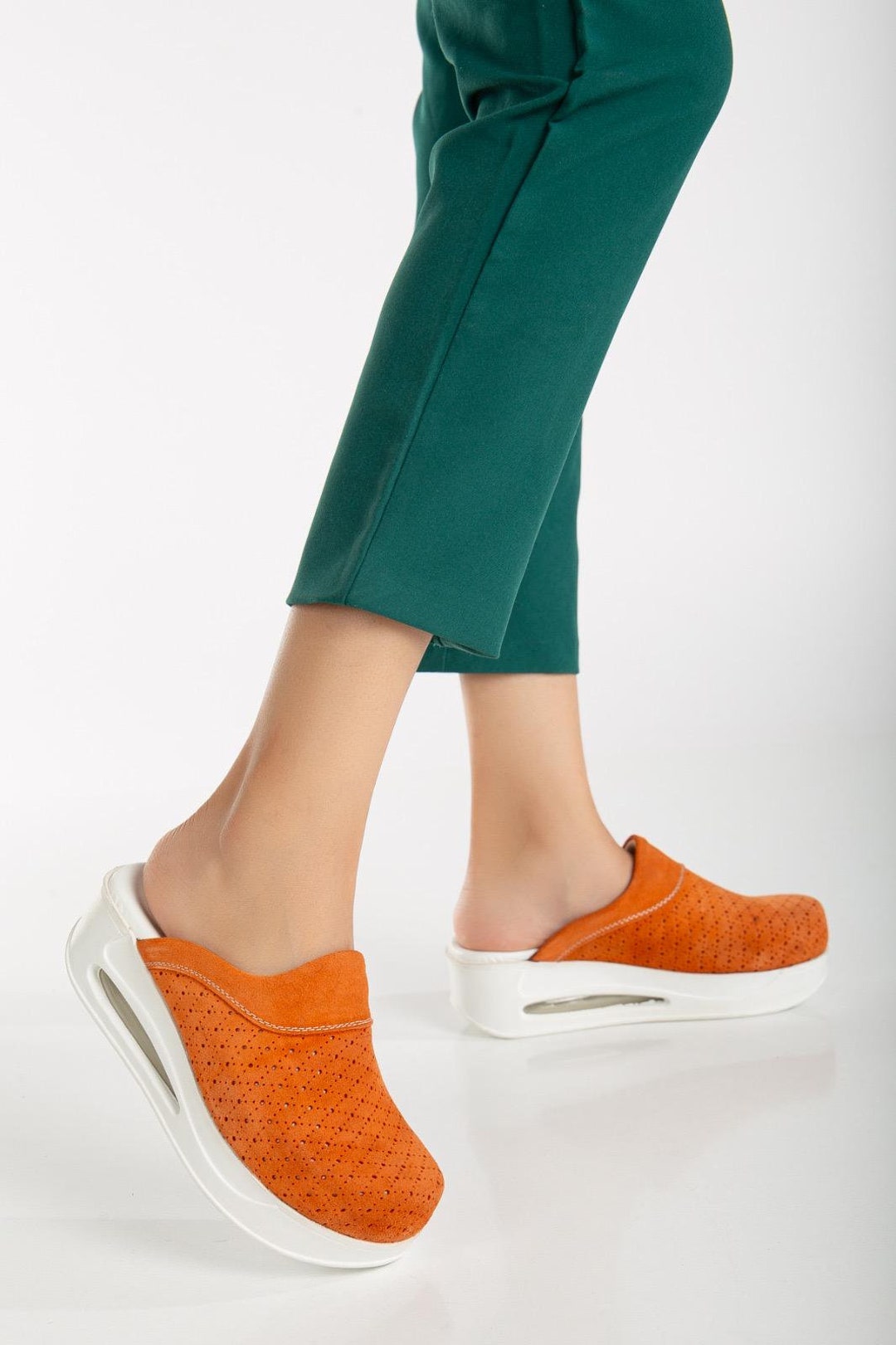 Nubuck Leather Orthopedic Clogs,woman Clogs,nurse Clogs,nursing Gift ...