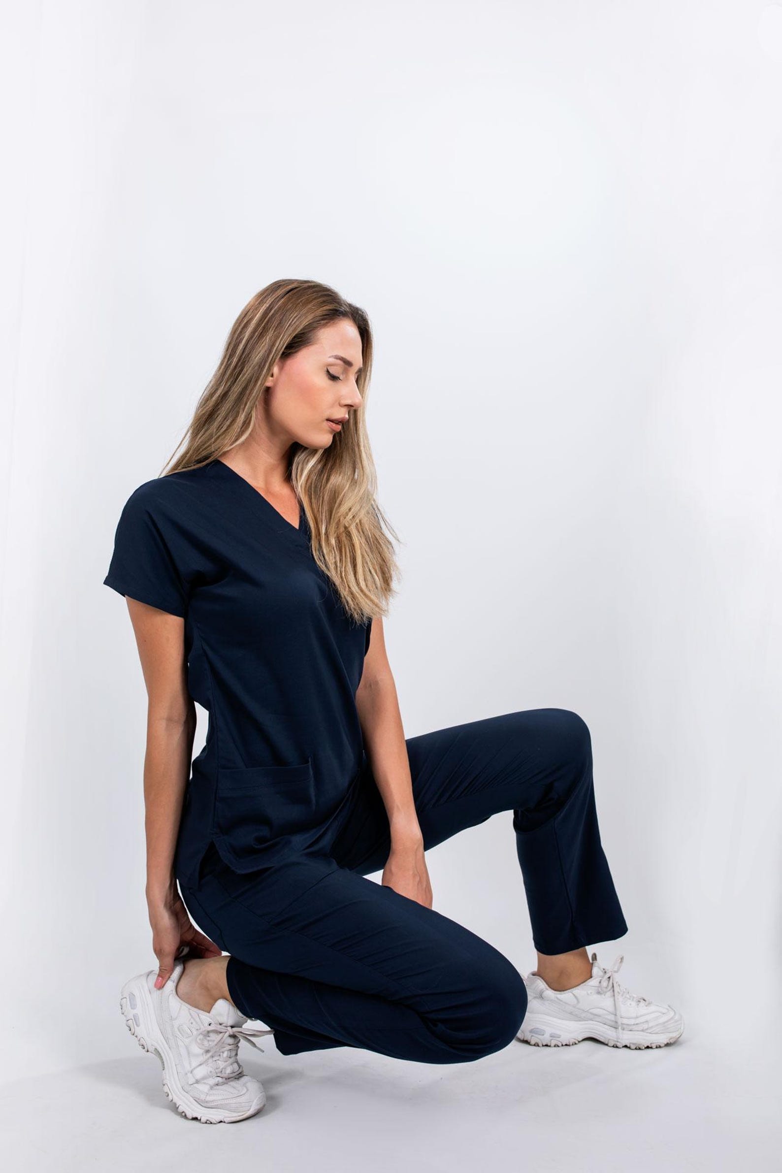 Navy Blue Unısex Scrubs Set,nurse Uniform,medical Uniform,doctor ...