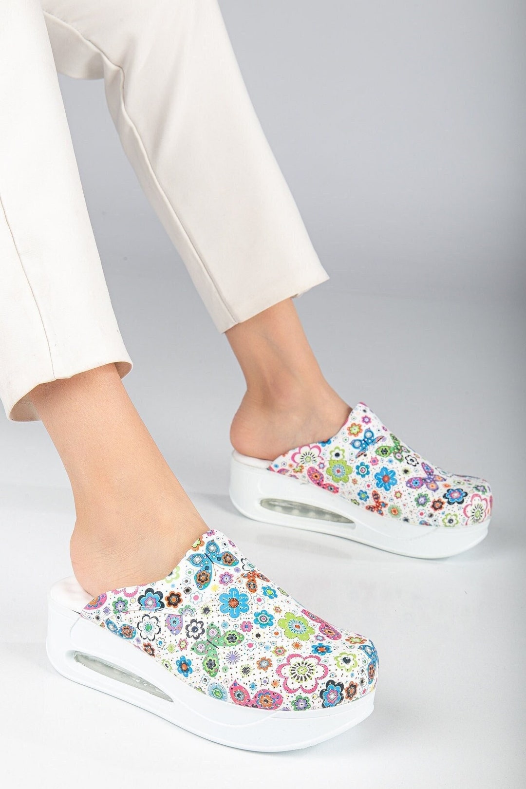 Orthopedic Woman Clogs,nurse Shoes,hospital Clogs,pattern Clogs,white Clogs,comfortable Clogs ...