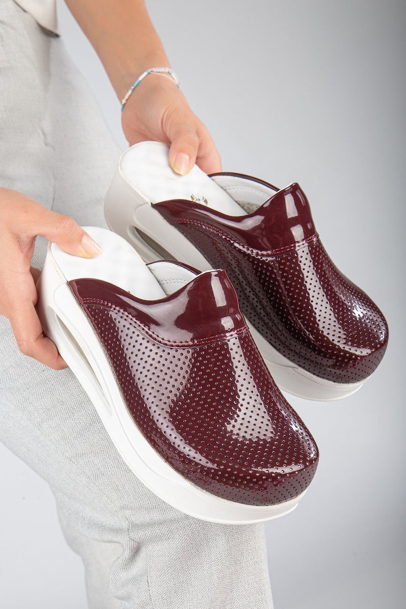 ORTHOPEDİCS Nurse Clogs,hospital Slippers,nursing Shoes,maroon Color ...