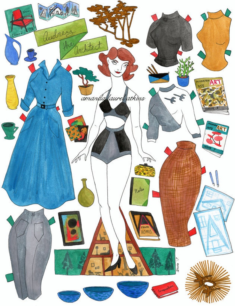 Audrey the Architect Paper Doll Mid Century Modern by Amanda Laurel ...
