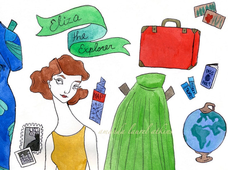 Eliza the Explorer paper doll by Amanda Atkins | Etsy