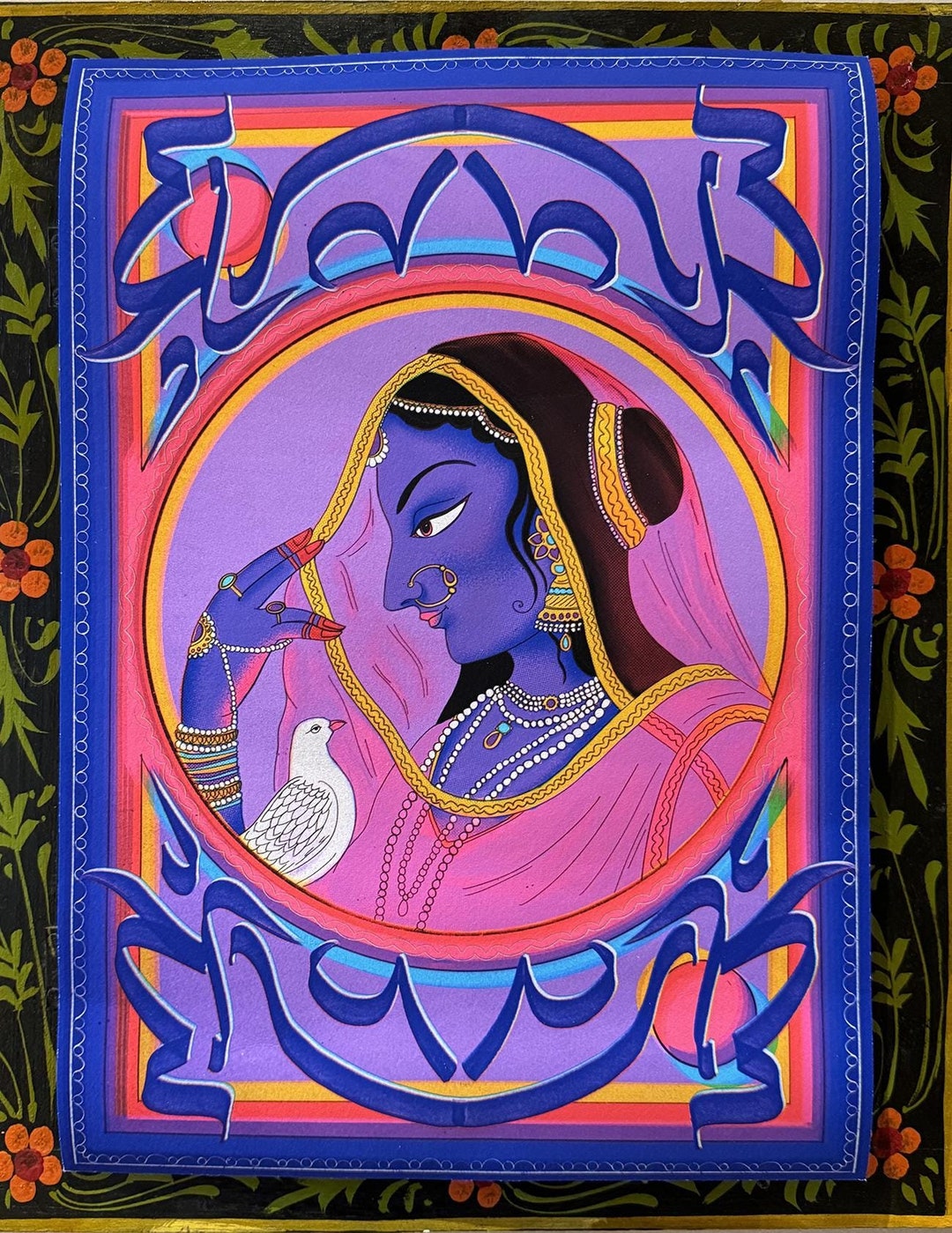 Rani Print A3, A2 Desi Princess Indian Print Wall Hanging Indian ...