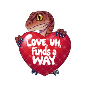 Adorable Raptor Holding Heart PNG Cute Dinosaur Sublimation Design love ...