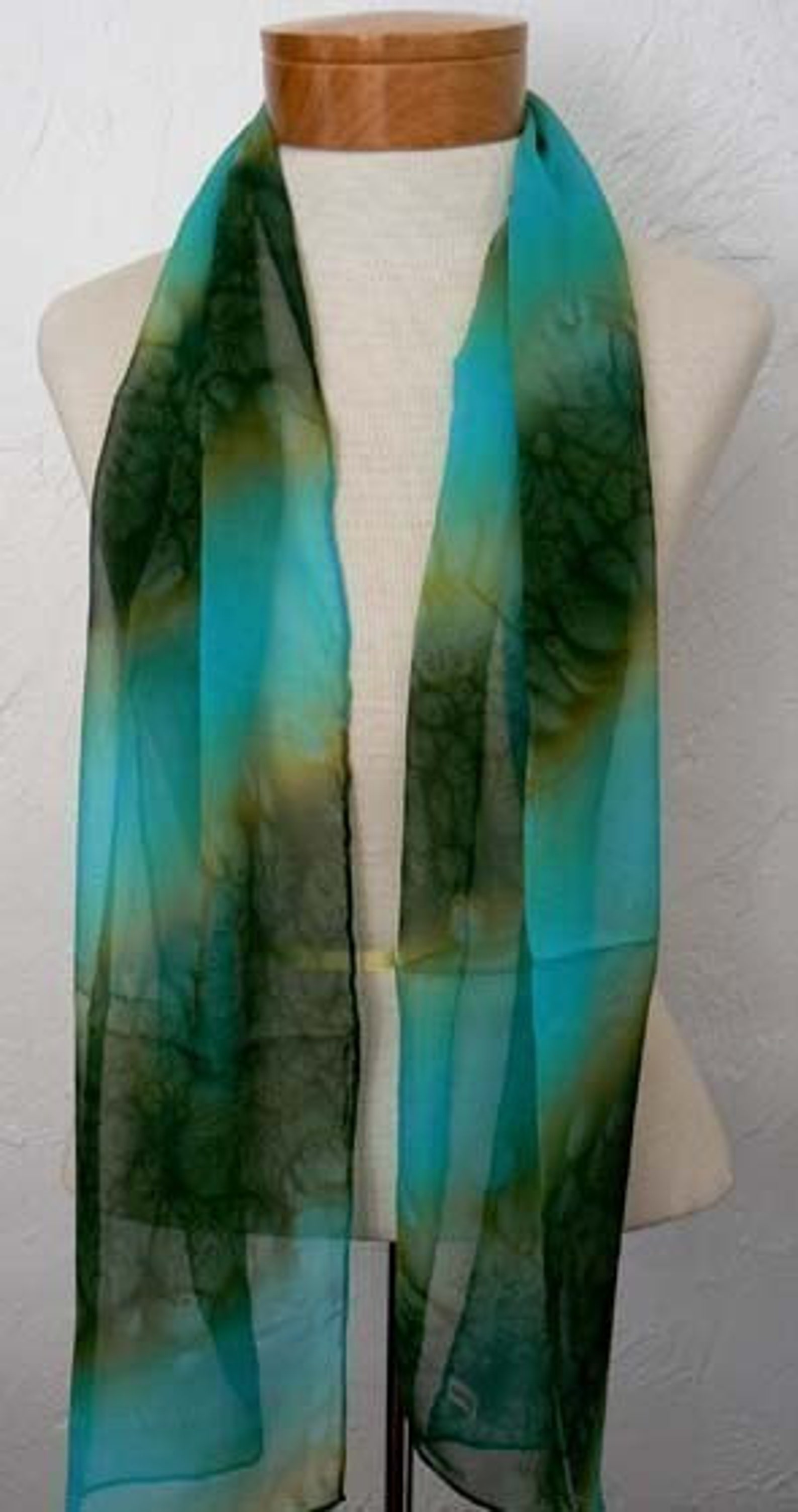 Green Forest Handmade Silk Scarf - Etsy