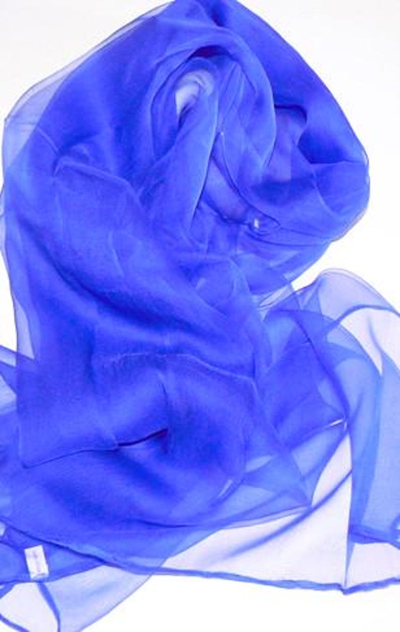 Multi-color Oblong 100% Silk Chiffon Sheer Scarf Belt Hand Rolled Edges ...