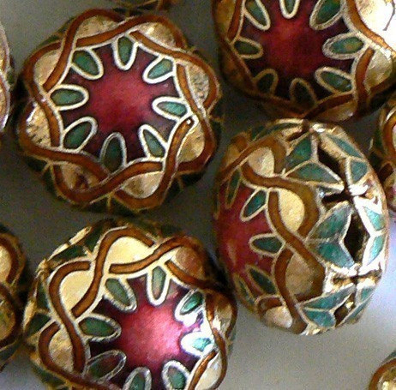 2pc 16x12mm Handmade Cloisonne Beads Classy Bead Red Gold - Etsy