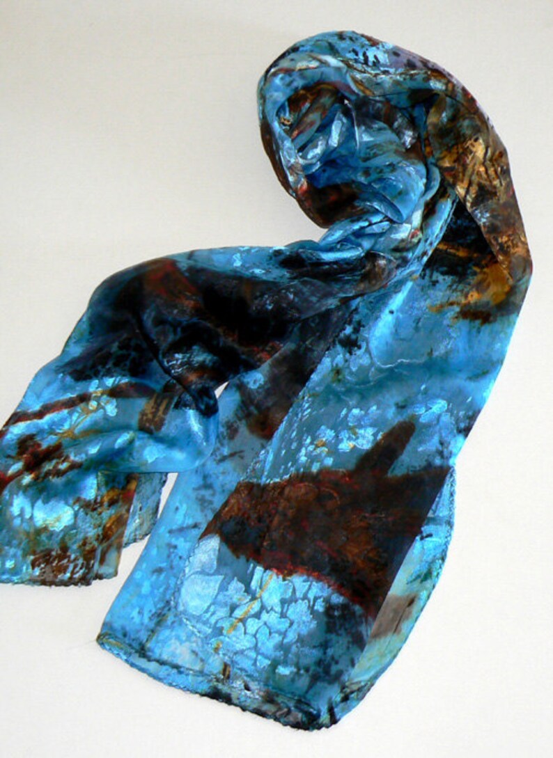 Burnt Out Handmade Silk Scarf Hand Painted Bright Colorful - Etsy