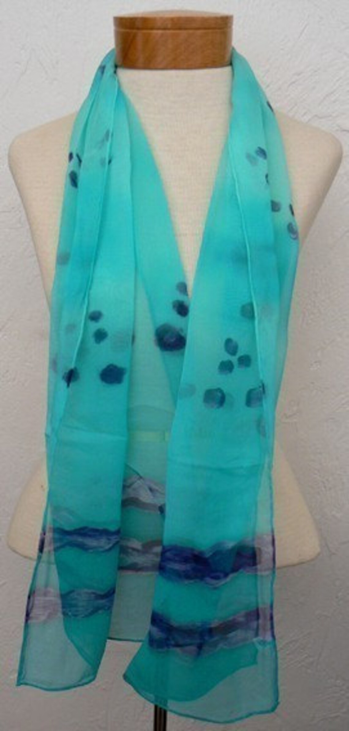 Hand Colored Silk Scarf Sky Ocean - Etsy