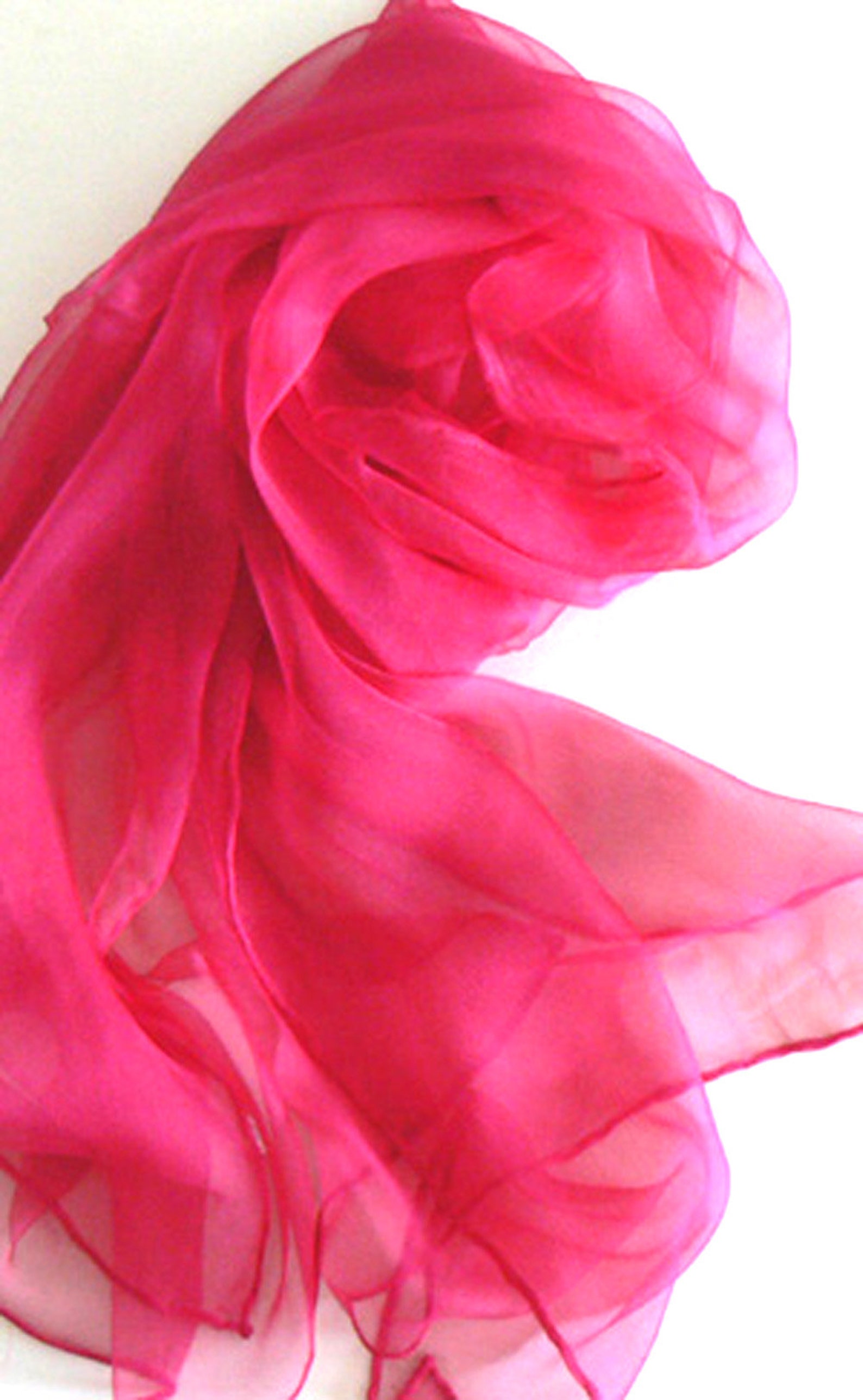 Multi-color Oblong 100% Silk Chiffon Sheer Scarf Belt Hand Rolled Edges ...