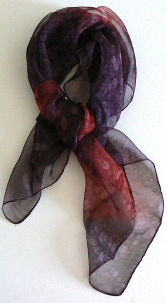 Dark Blooming Hand Made Silk Scarf Bandana Mask Hand Colored | Etsy