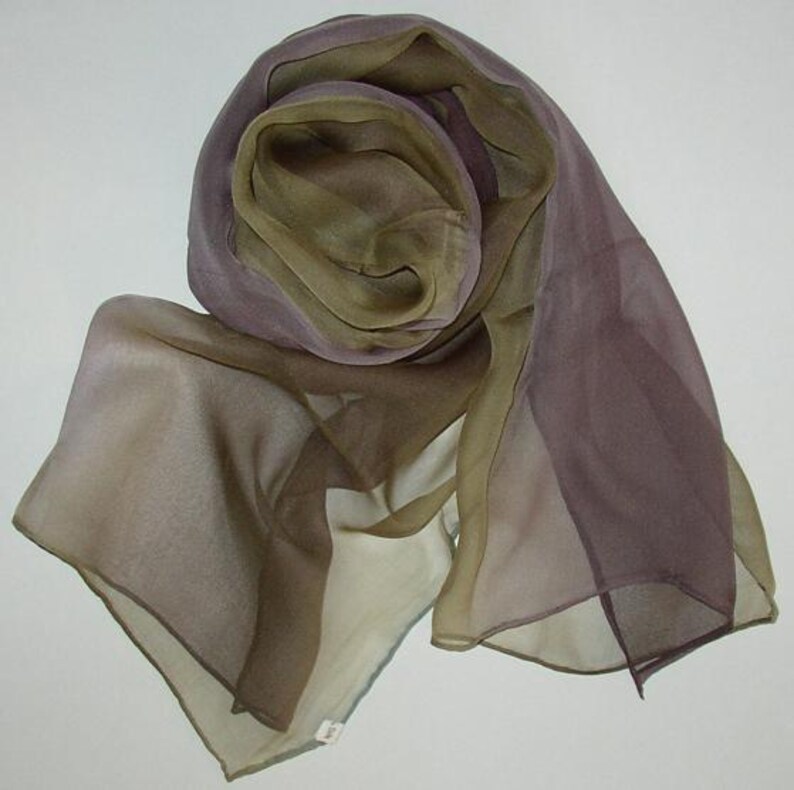 Multi-color Oblong 100% Silk Chiffon Hand Made Rainbow Veil Scarf Belt ...