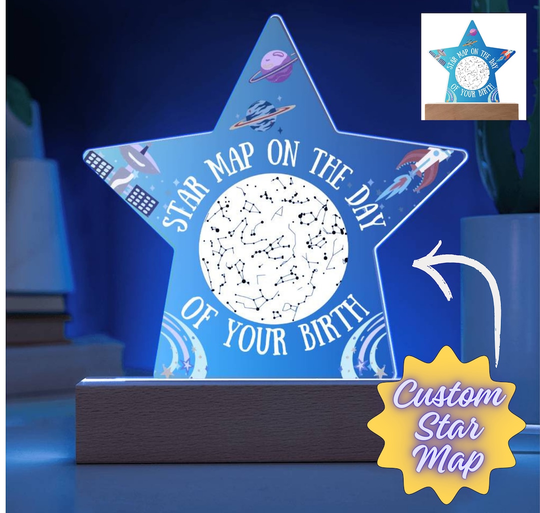 Custom Star Map the Day You Were Born of the Night Sky Personalized ...