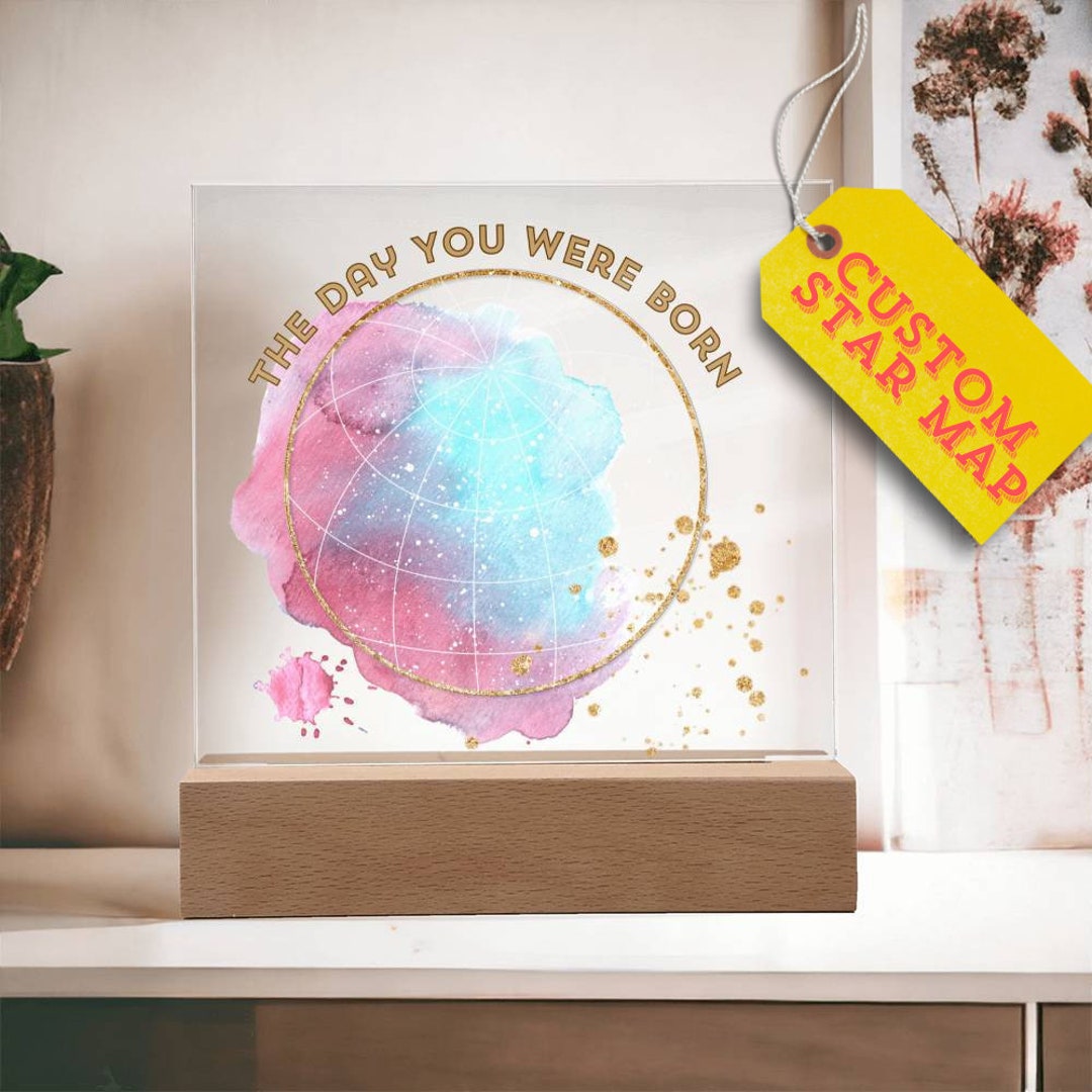 Birth Star Map LED Acrylic Plaque Star Map by Date Customized Star Map ...