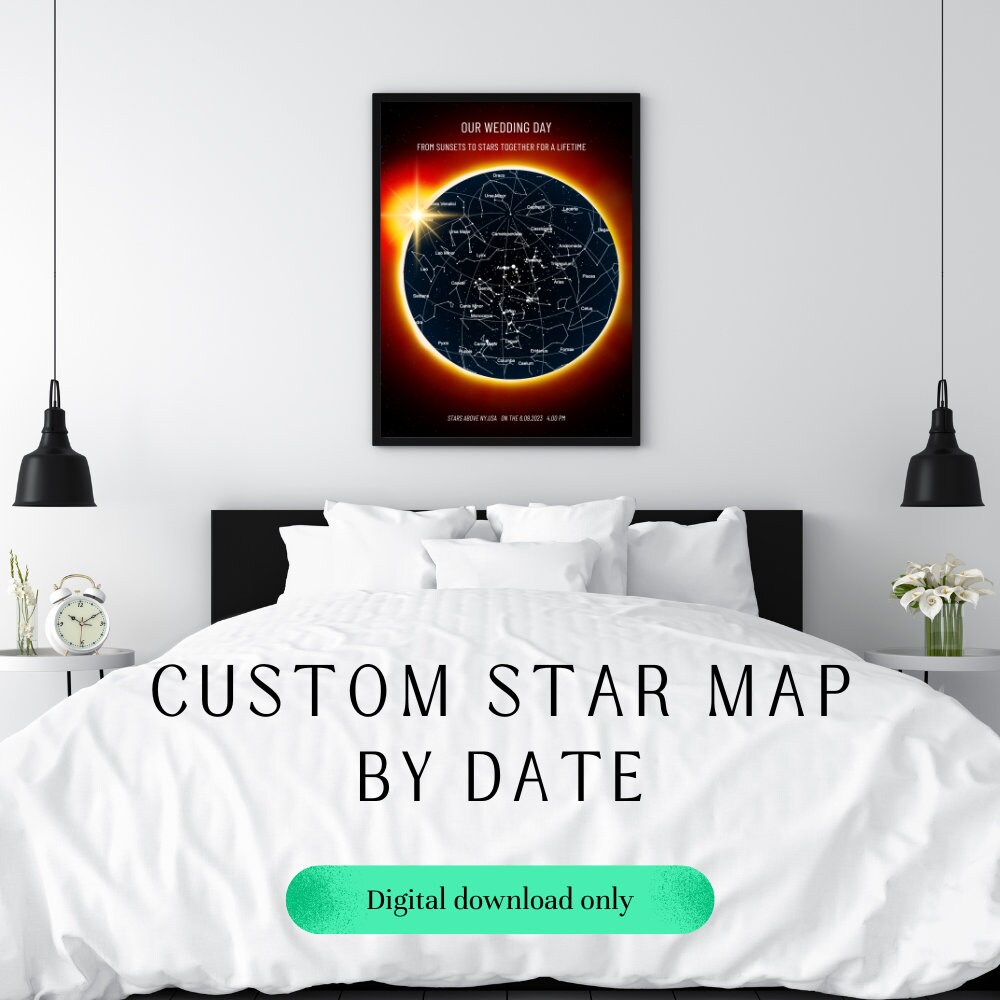 Custom Star Chart Digital Download Personalized Celestial Sky Map for Your Special Date Unique ...