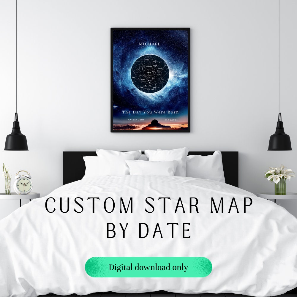 Custom Star Map SVG the Day You Were Born of the Night Sky Digital ...