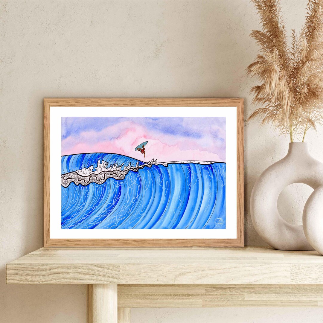 A3 Watercolor Poster "end of the Road at Teahupoo" - Surf - Wall ...