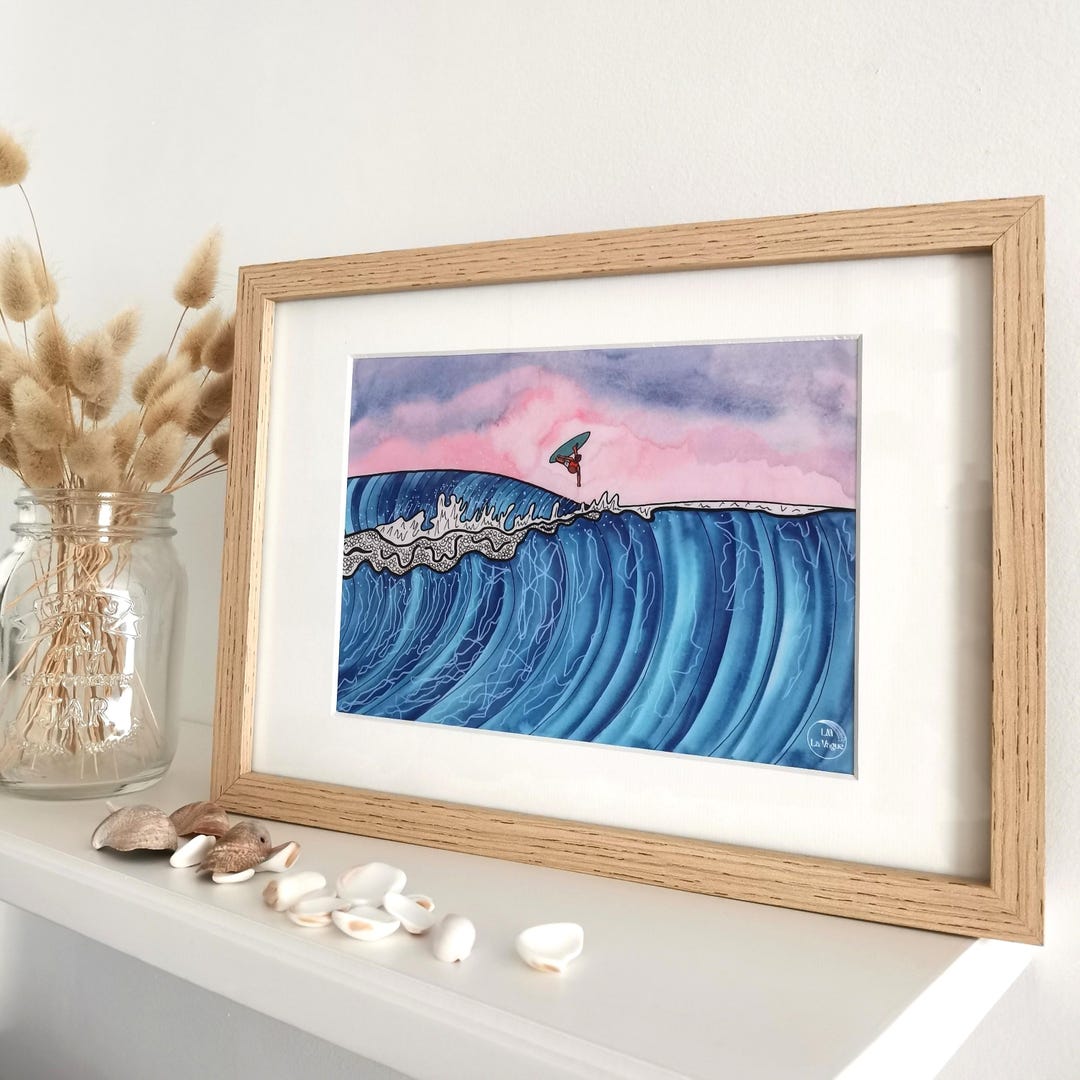 Watercolor Poster end of the Road at Teahupoo Surf A5 Size Wall ...