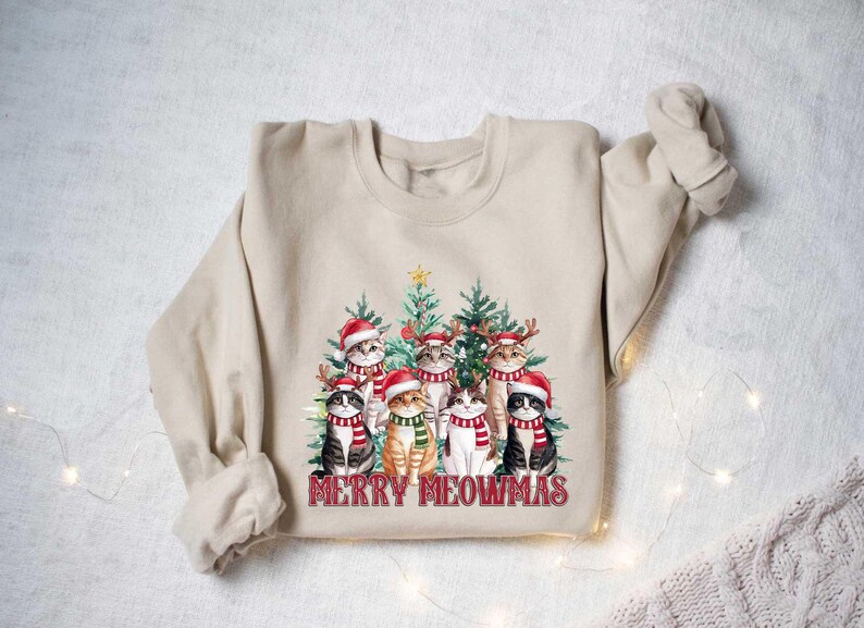 Merry Christmas Cats Shirt, Cat Christmas Sweatshirt, Cat Lover Xmas T ...