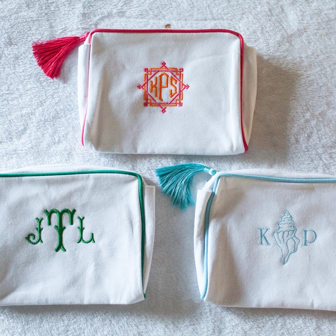 Personalized Cosmetic Bag | Embroidered Cosmetic Bag | Monogram Zipper ...