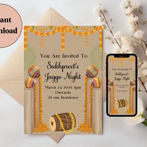 Jaggo Nights Indian Wedding Invitation Template,punjabi Wedding ...