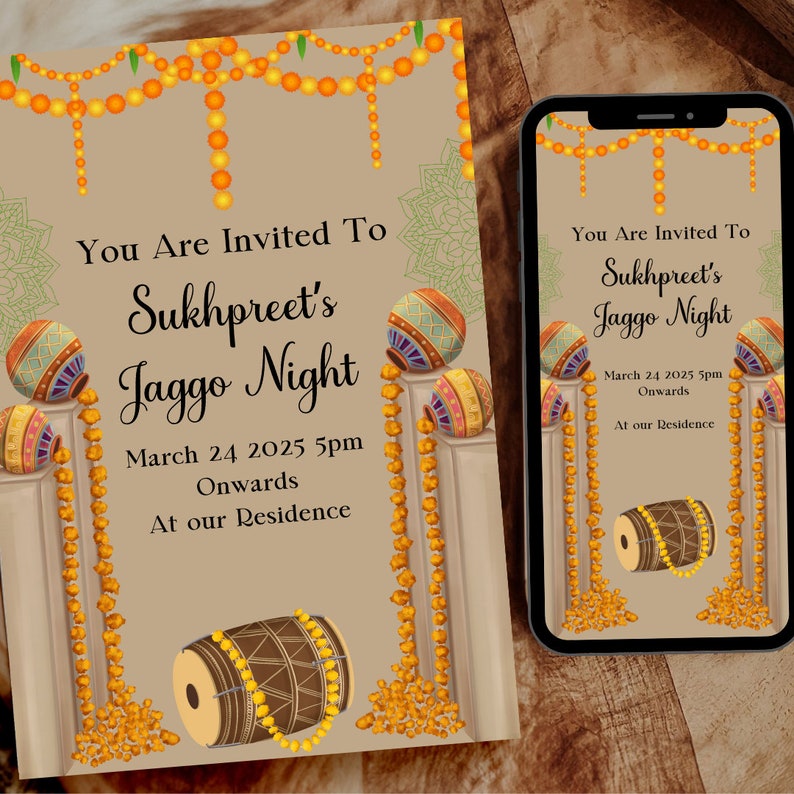 Jaggo Nights Indian Wedding Invitation Template,punjabi Wedding ...