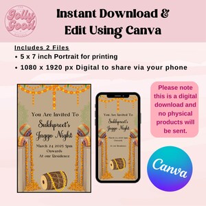 Jaggo Nights Indian Wedding Invitation Template,punjabi Wedding ...