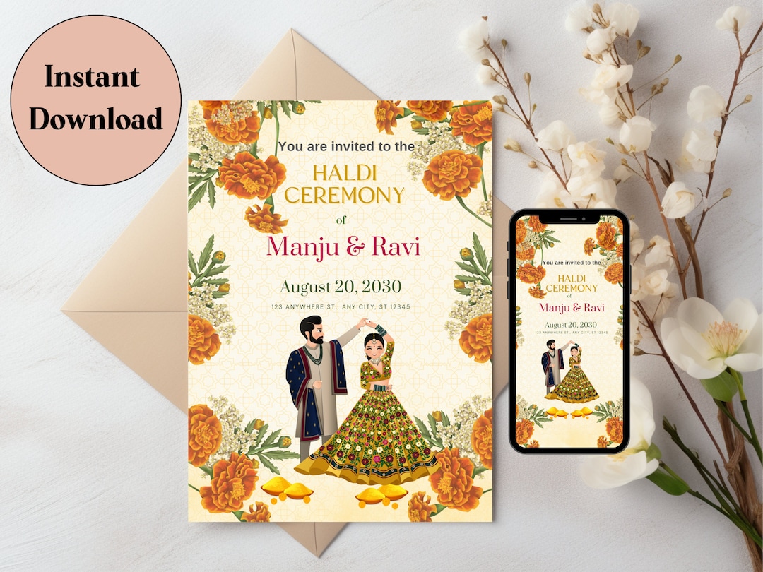 Digital Haldi Invitation, Pithi Invitation, Pre Wedding Celebration ...