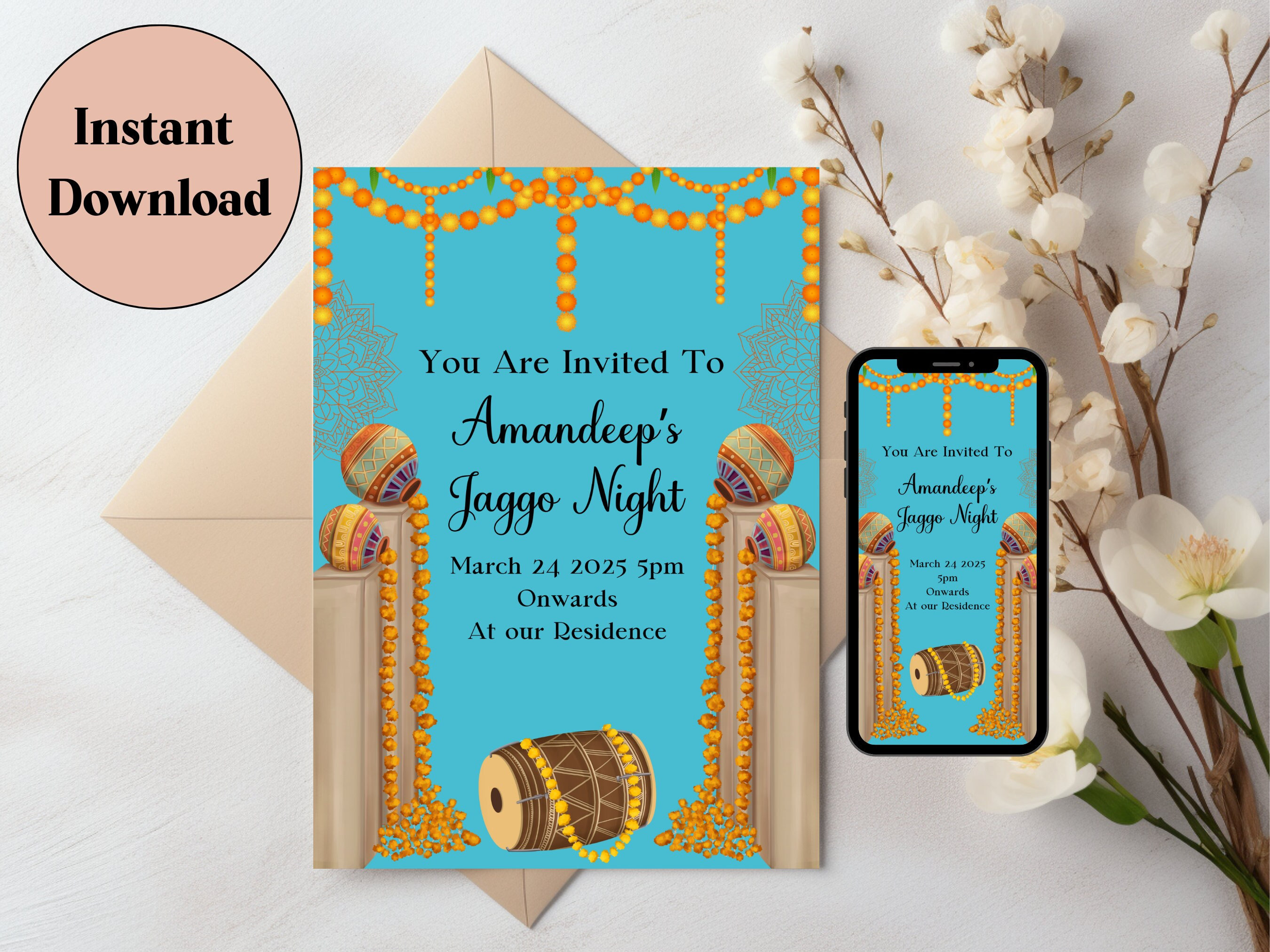 Jaggo Nights Indian Wedding Invitation Template,punjabi Wedding ...