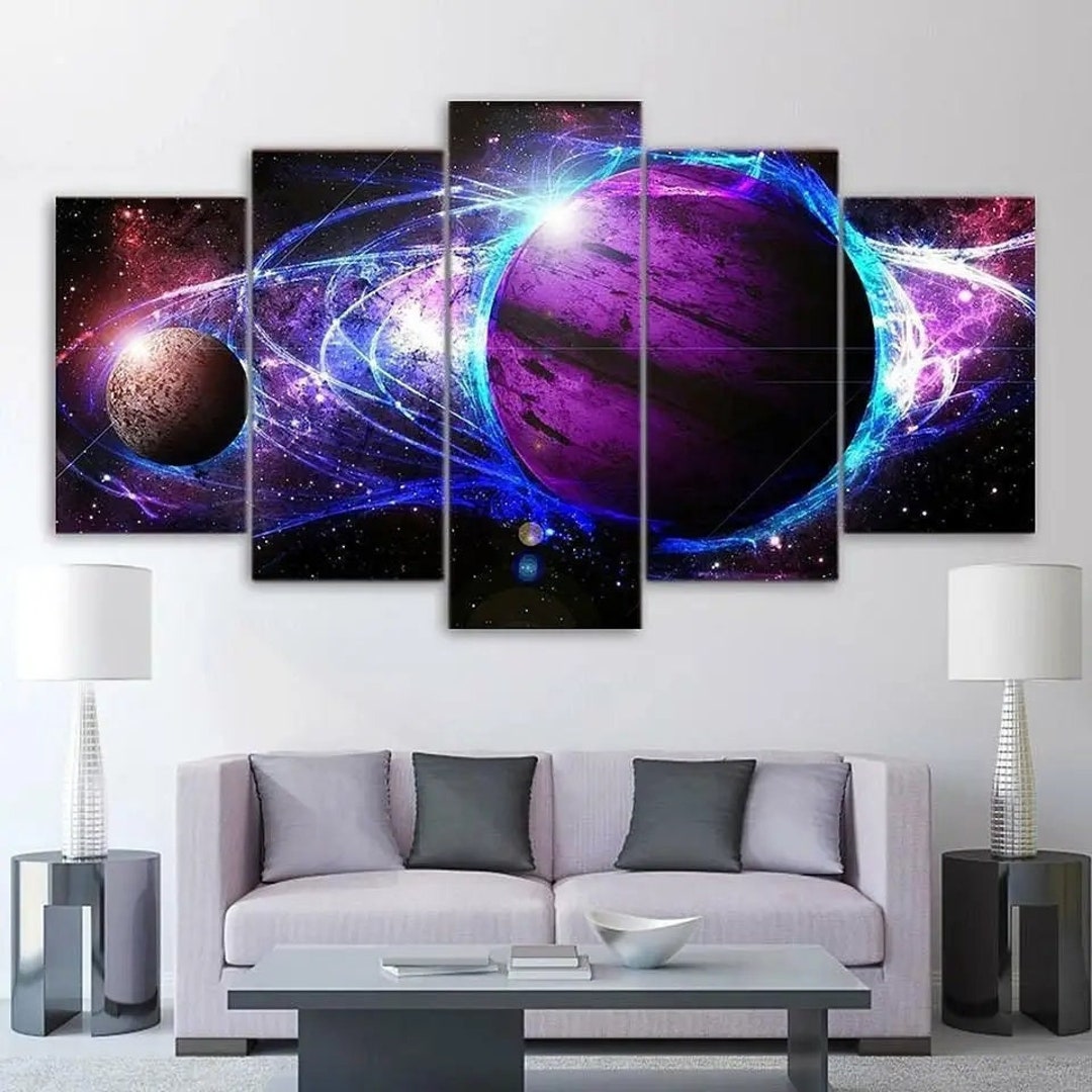 Purple Solar System Canvas Print Milkyway Wall Art Space Bedroom Decor ...
