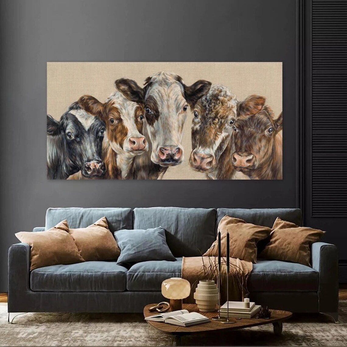 Cow Wall Art Cows Wall Decor Barn Canvas Print cabin Wall Art Fam ...
