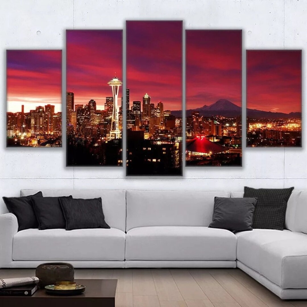 Seattle Skyline Canvas Print - City Nightview Framed Canvas Print ...