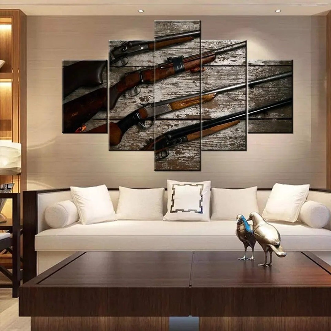 Shotgun Wall Decor Riffle Wall Art Guns Framed Large Wall Art Gun Lover ...