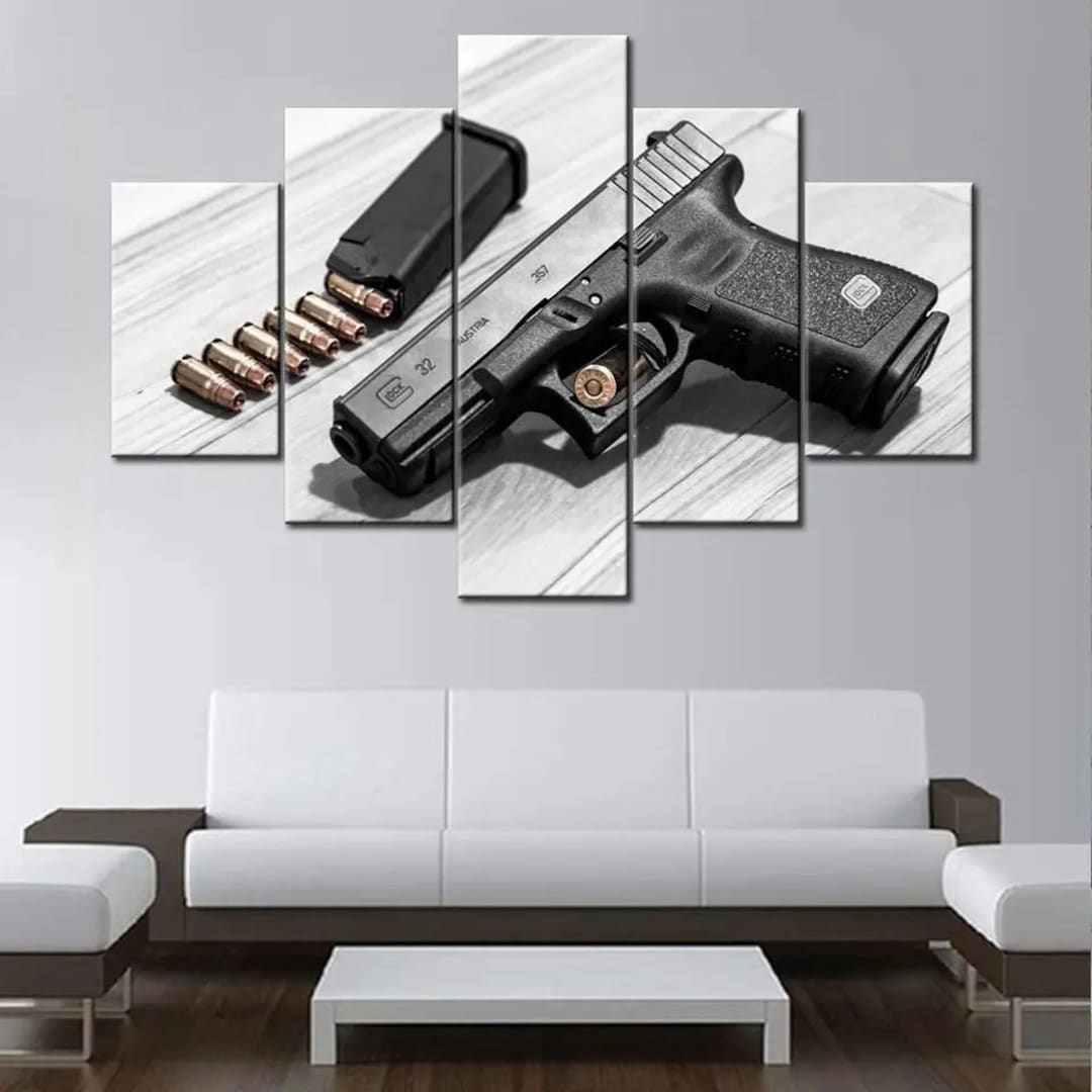 Gun Wall Decor Revolver Wall Art Hand Gun Framed Large Wall Art Gun ...