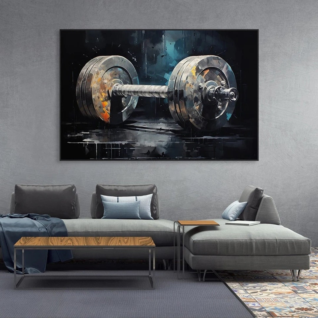 Barbell Graffiti Wall Art - Gym Weights Wall Decor- Weightlifting ...