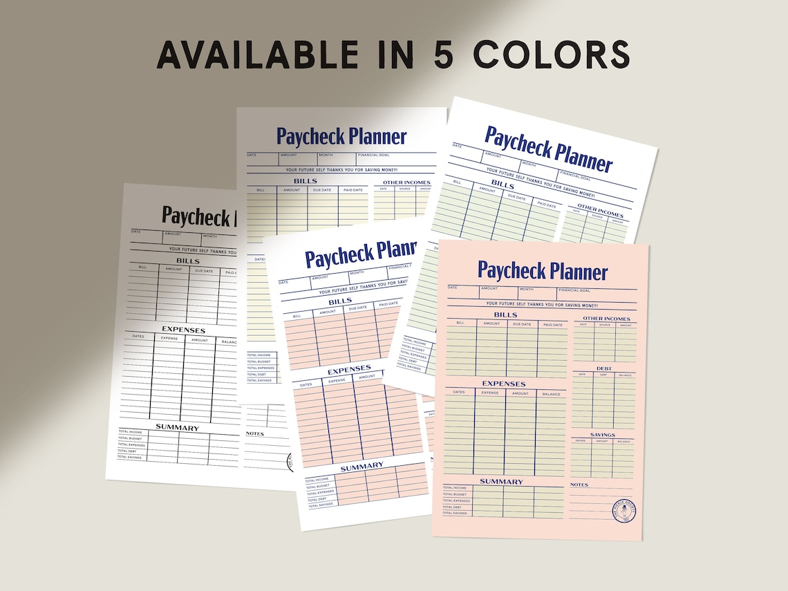 Retro Printable Paycheck Planner: Biweekly Budget, Expense Tracker ...