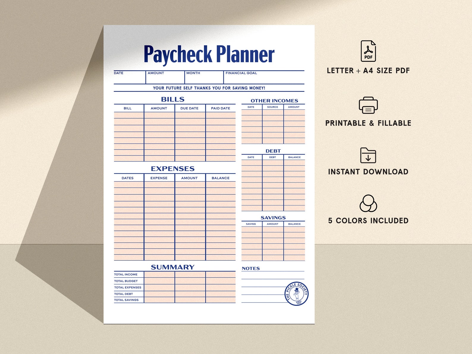 Retro Printable Paycheck Planner: Biweekly Budget, Expense Tracker ...
