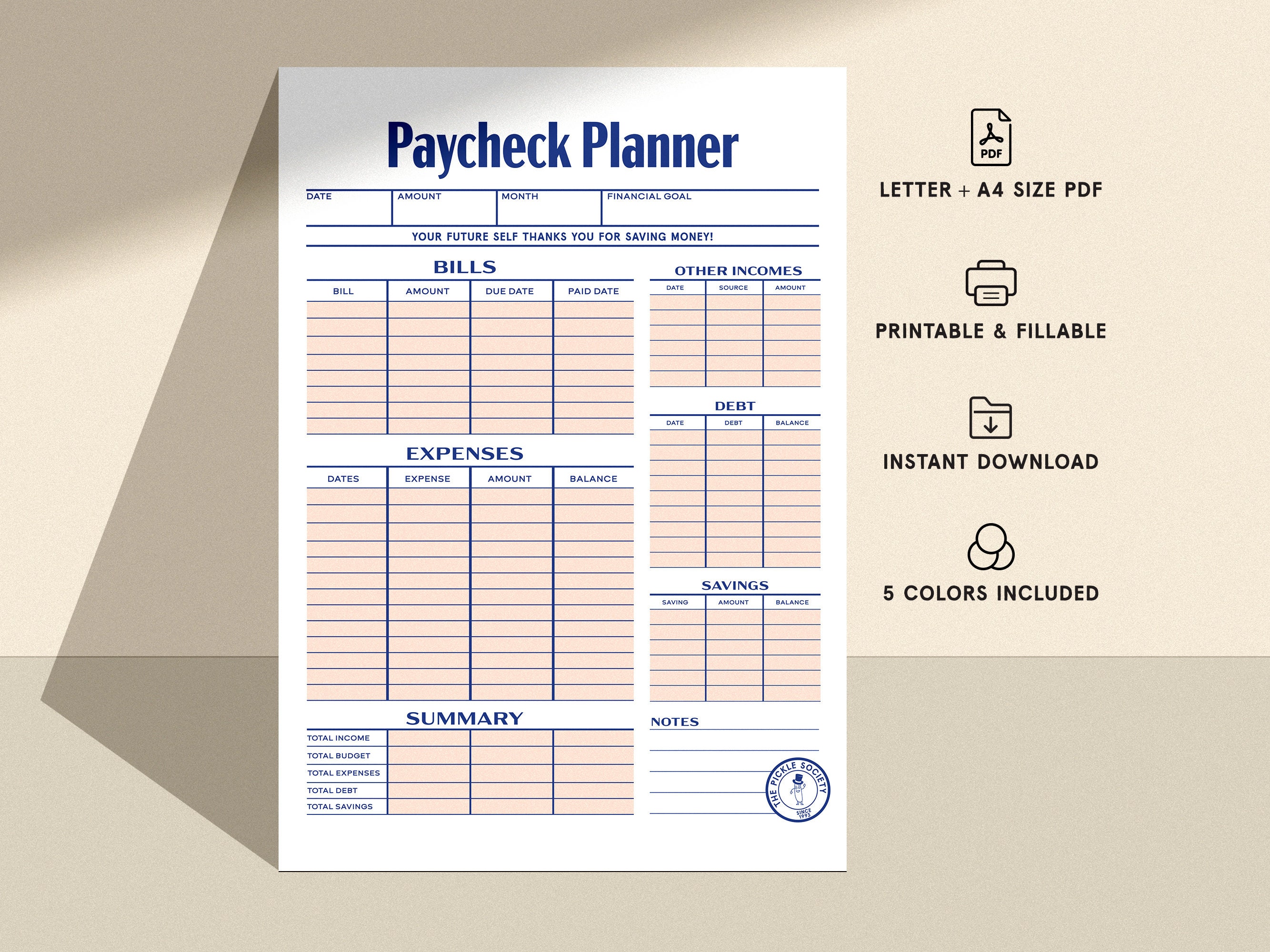 Retro Printable Paycheck Planner: Biweekly Budget, Expense Tracker, Financial Planning, Savings ...
