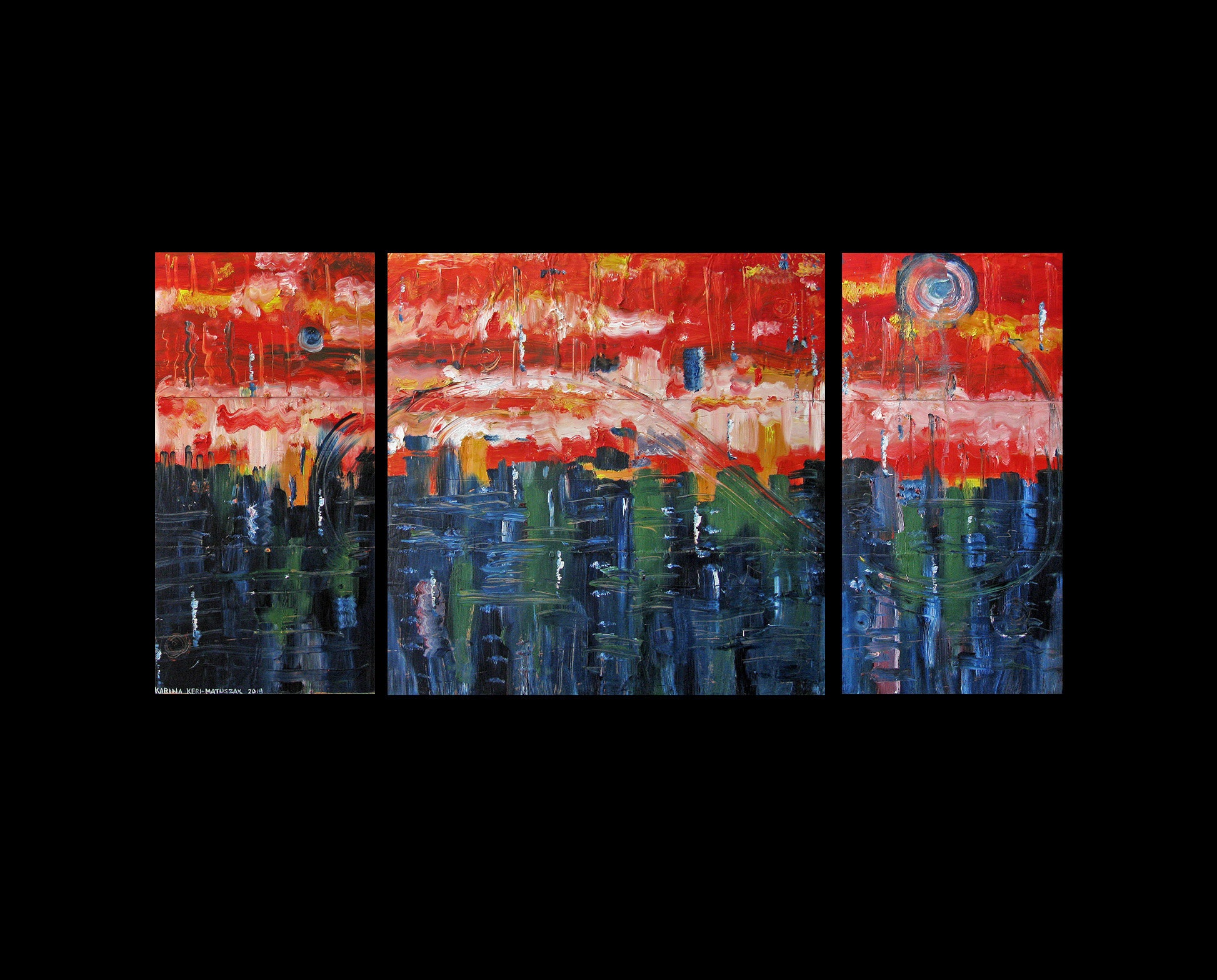 Original Art, Copper Painting, Triptych, Modern, Contemporary, Karina ...