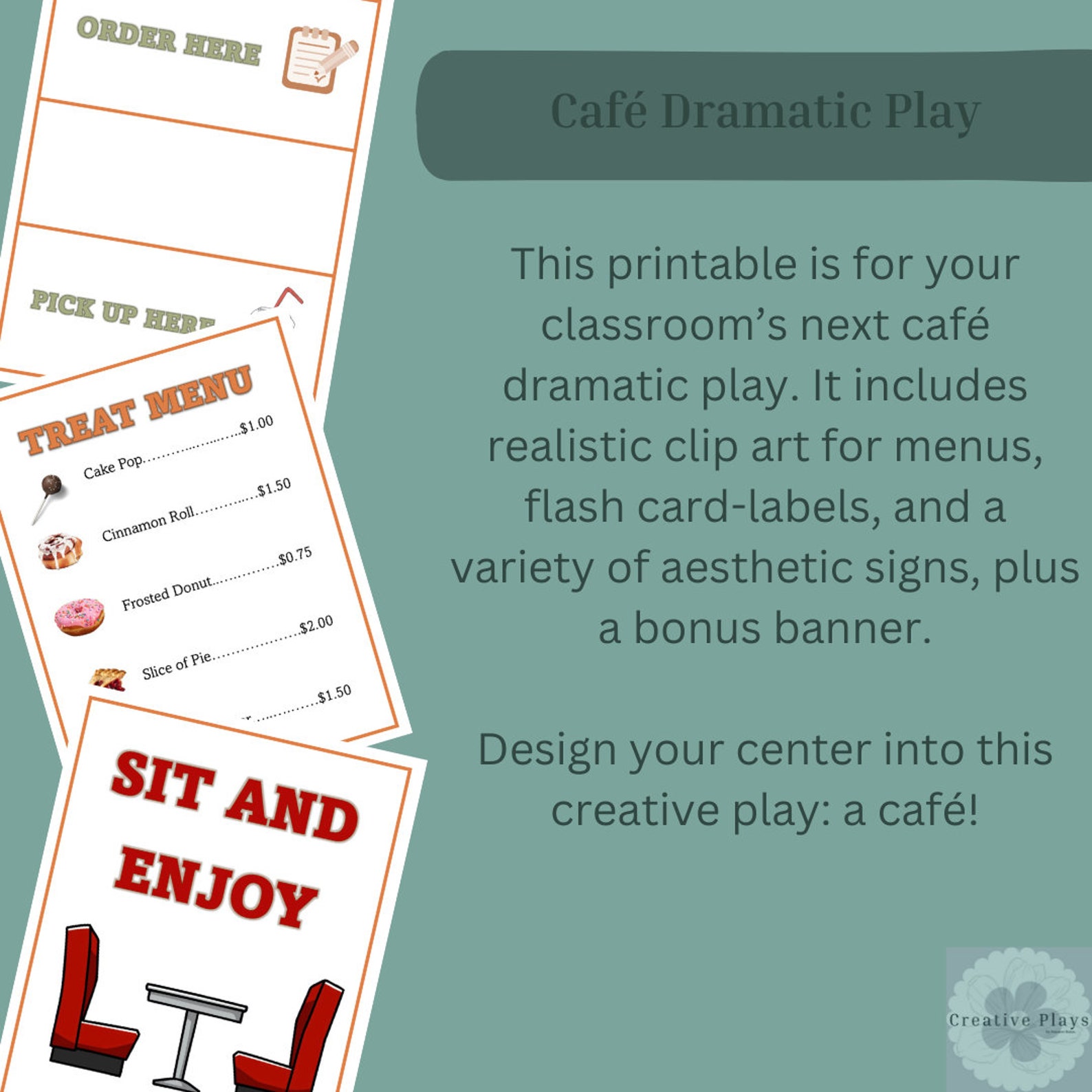 Cafe Dramatic Play Pretend Play Classroom Printables: 20 Pages - Etsy