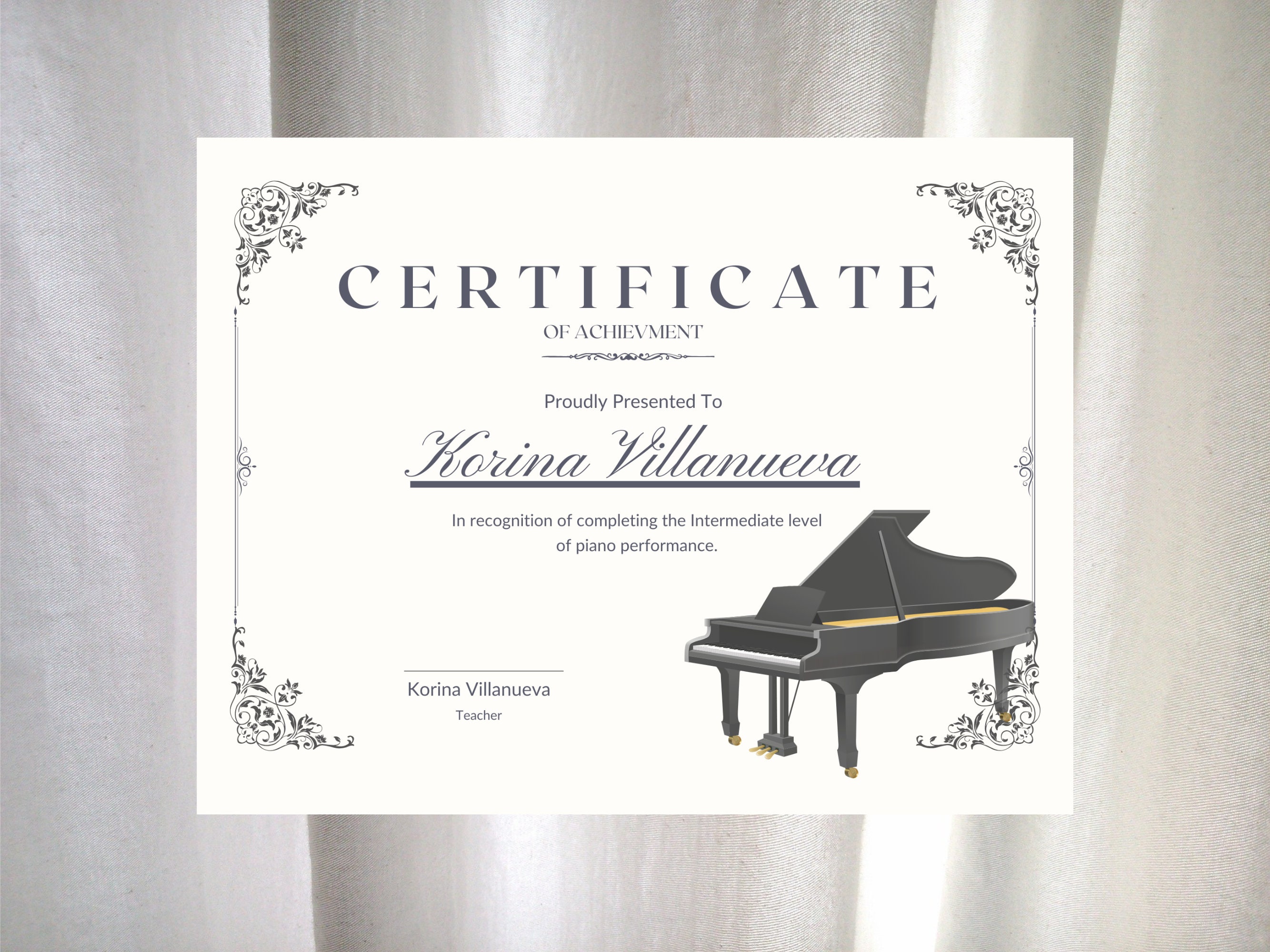 Recital/ Music Achievement Certificate - Etsy
