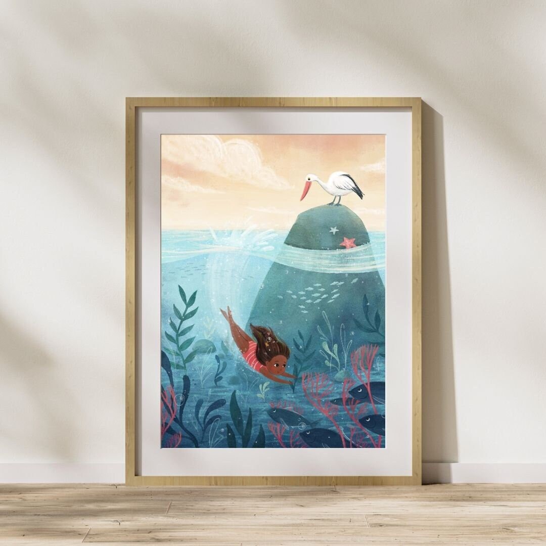 Ocean Print / Ocean Girl Art / Ocean Wall Art /ocean Nursery Art ...