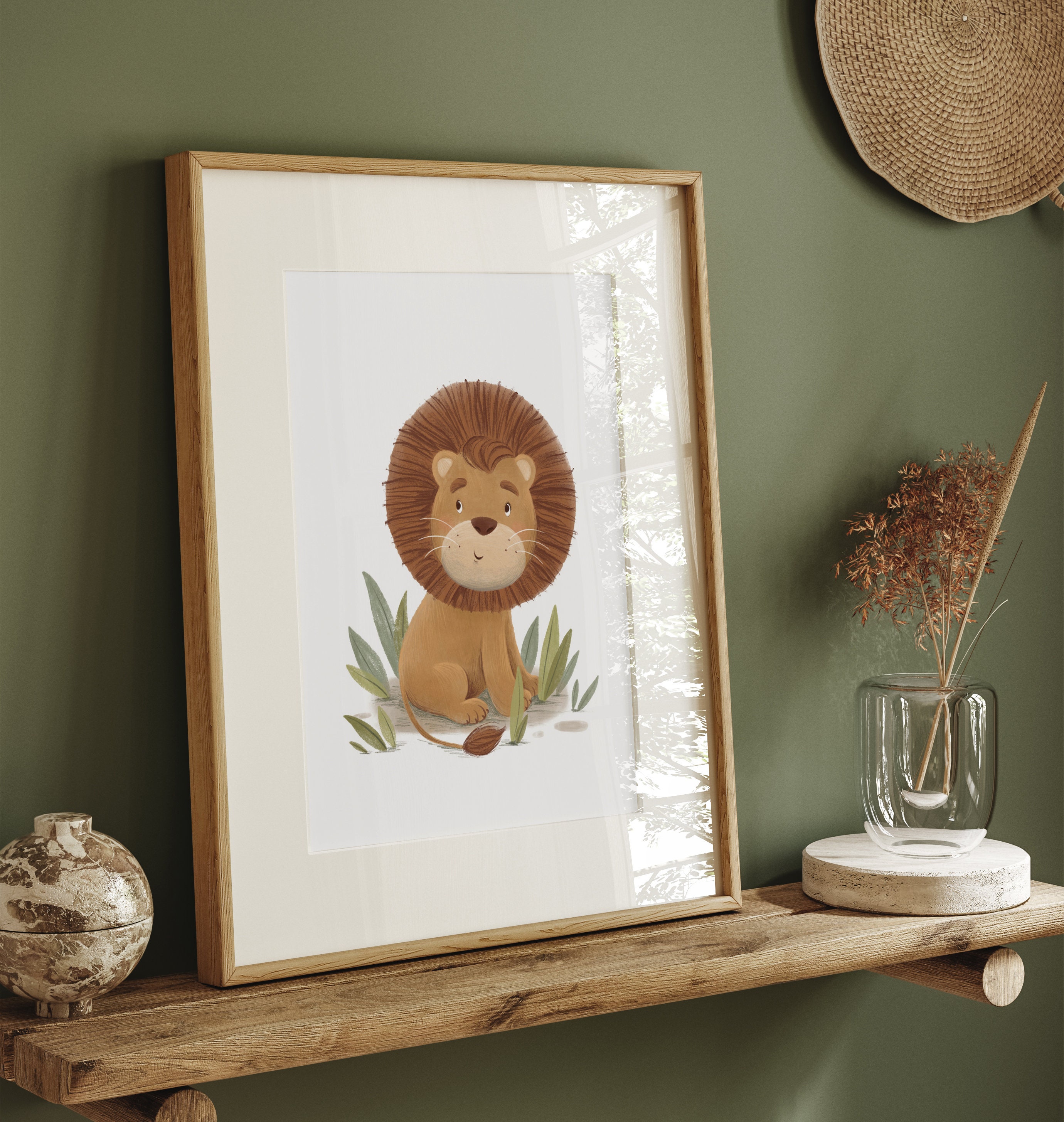 Lion Poster. Safari Children's Room Wall Art. Lion Illustration Art ...