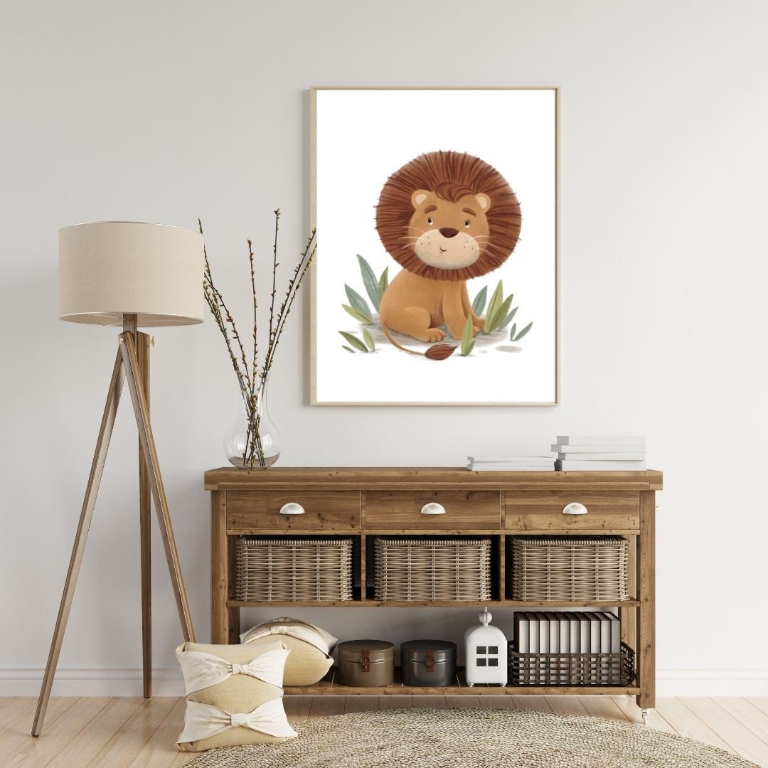 Lion Poster. Safari Children's Room Wall Art. Lion Illustration Art ...