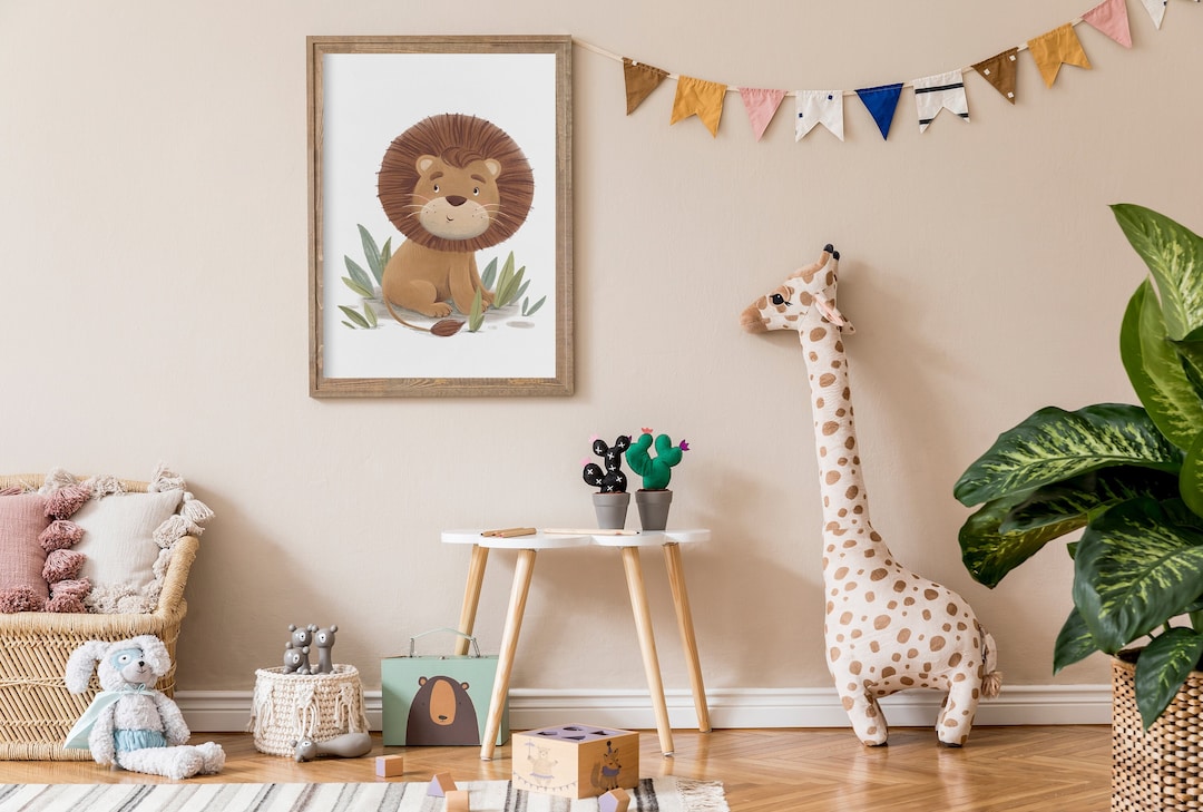 Lion Poster. Safari Children's Room Wall Art. Lion Illustration Art ...