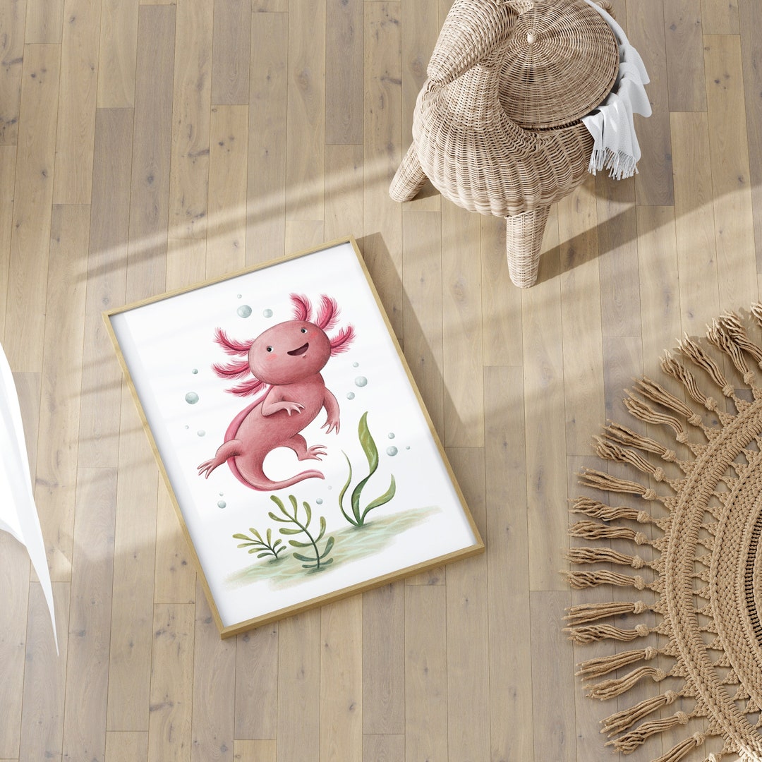 Axolotl Illustration Print, Axolotl Nursery Art, Animal Nursery Decor ...