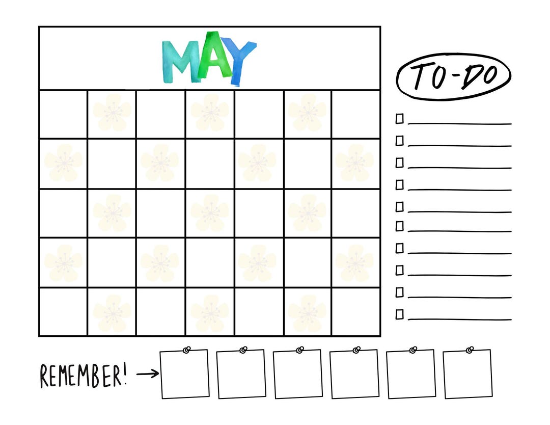 12-month Undated Watercolor Calendar | 11x8.5 | To-do's & Reminders ...